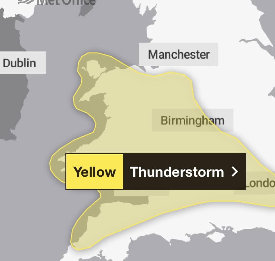 WEATHER WARNING | Thunderstorms with torrential rain, lightning, hail ...